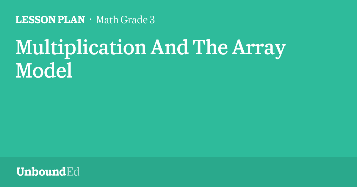 MATH G3: Multiplication And The Array Model