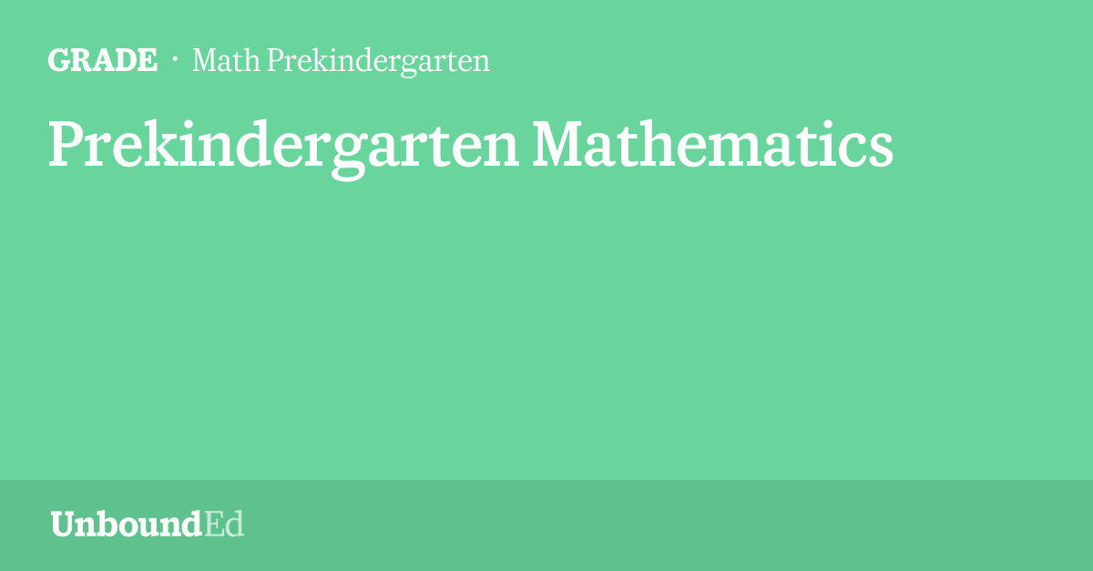 MATH PK: Prekindergarten Mathematics