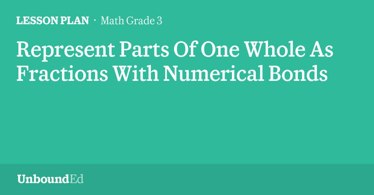 MATH G3: Represent Parts Of One Whole As Fractions With Numerical Bonds