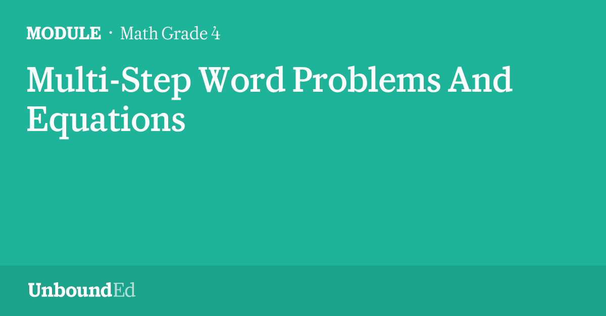 MATH G4: Multi-Step Word Problems And Equations