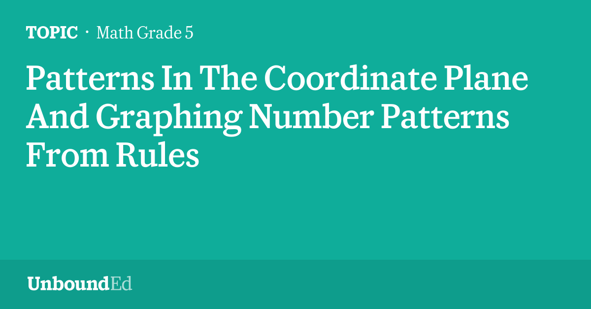 MATH G5: Patterns In The Coordinate Plane And Graphing Number Patterns ...