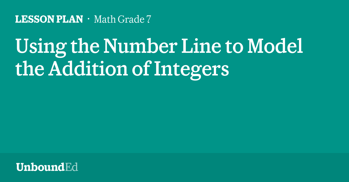 MATH G7: Using the Number Line to Model the Addition of Integers