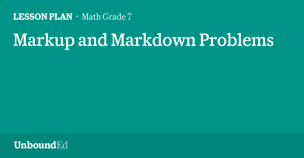 MATH G7: Markup and Markdown Problems