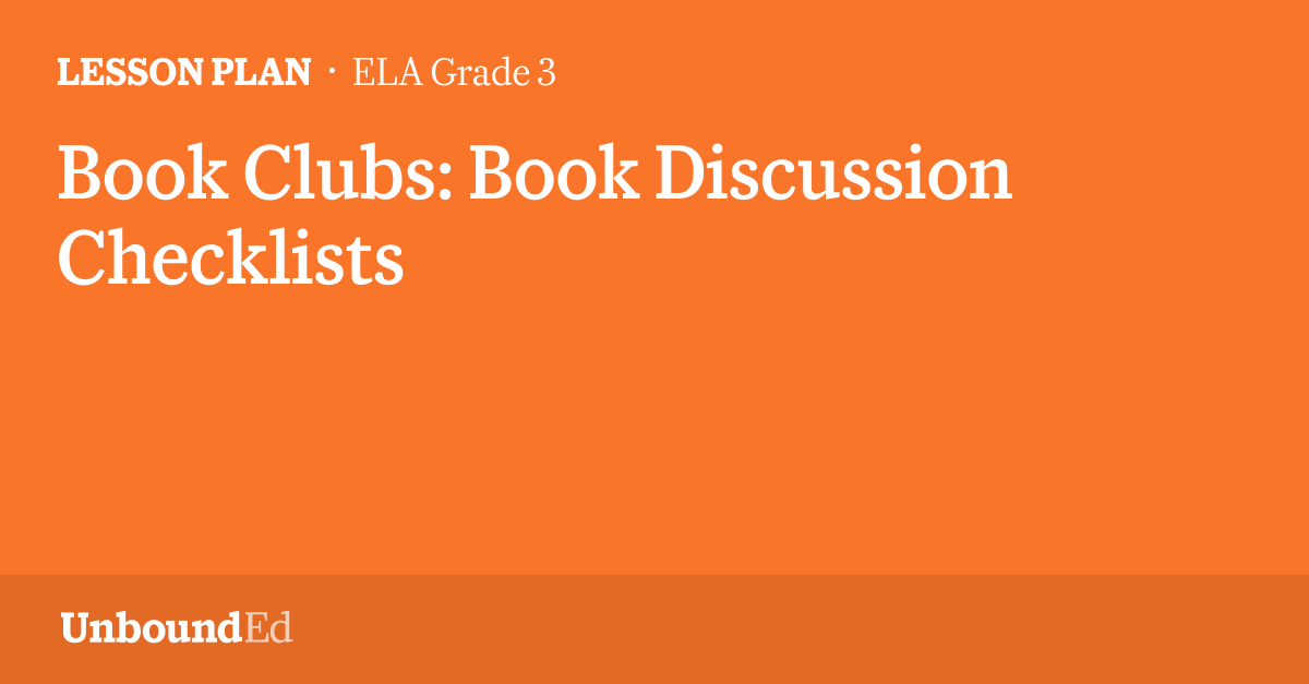 ELA G3: Book Clubs: Book Discussion Checklists