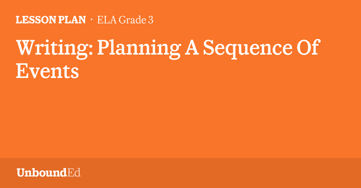 ELA G3: Writing: Planning A Sequence Of Events