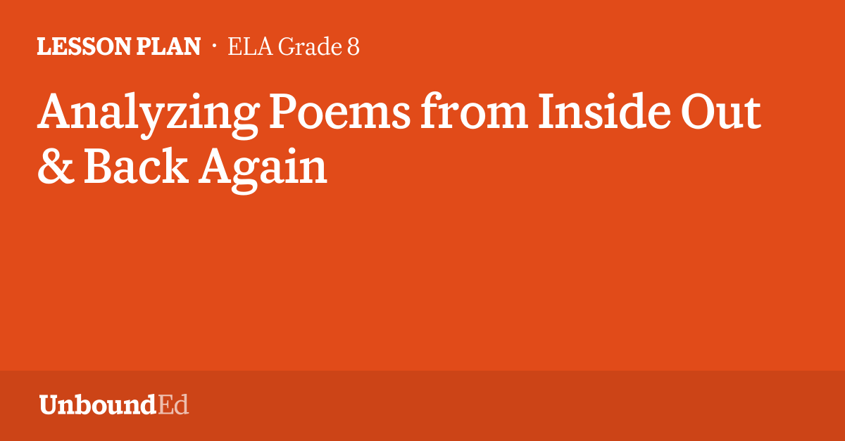 ELA G8: Analyzing Poems from Inside Out & Back Again